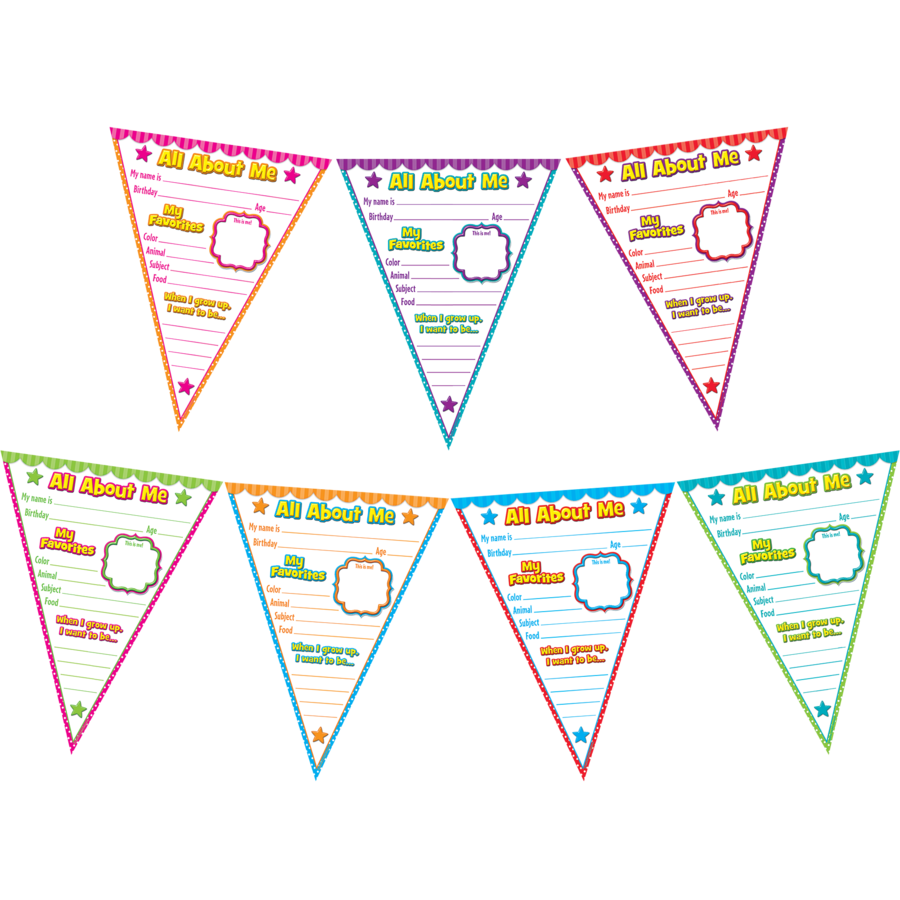 All About Me Pennants Bulletin Board Display Set – CM School Supply