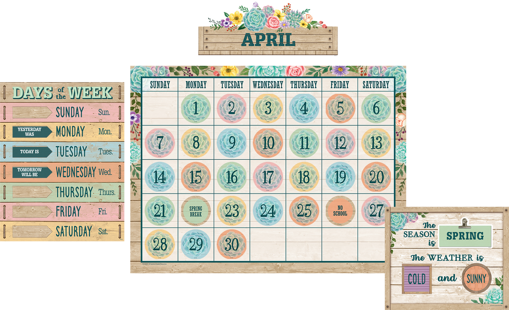 Rustic Bloom Calendar Bulletin Board(C) – CM School Supply