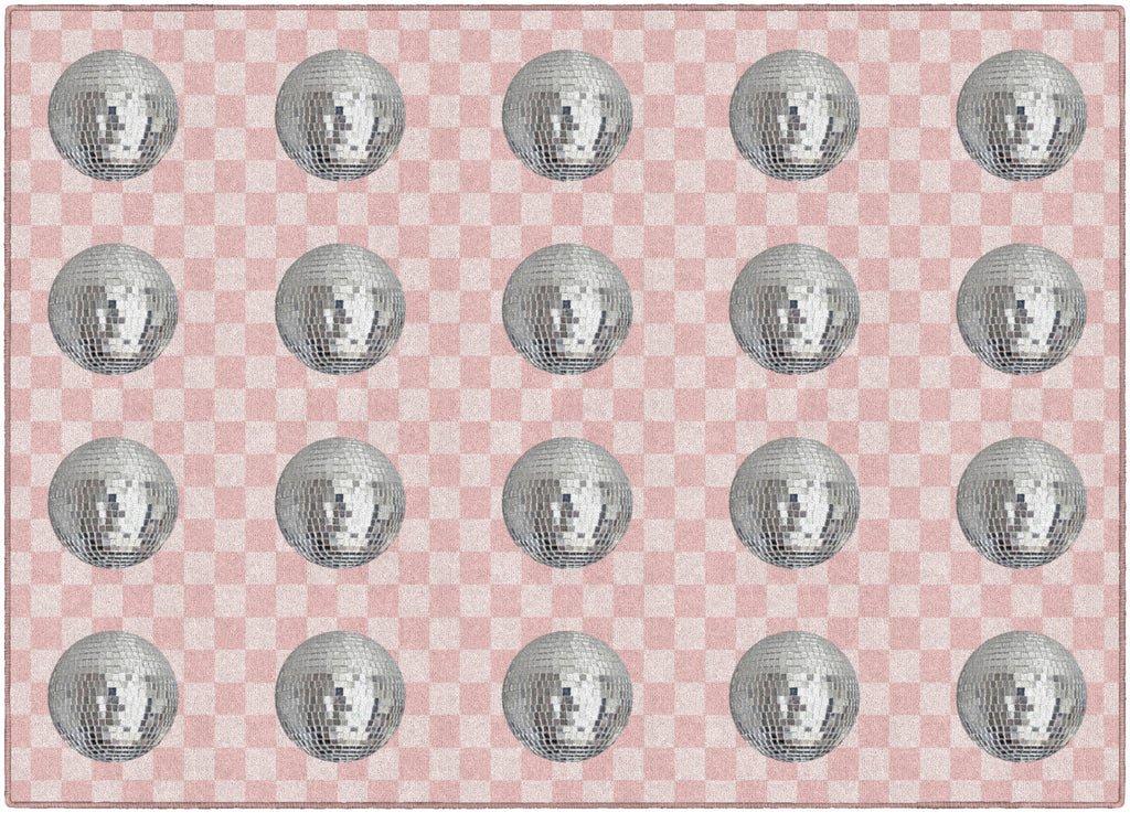 Pink Checkerboard Disco Ball Criss Cross Applesauce Rug | By Schoolgirl ...
