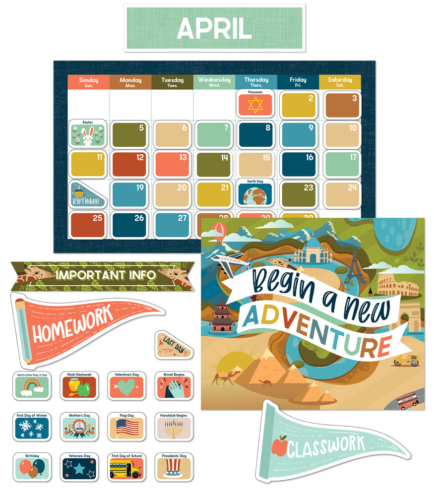 Let's Explore Calendar Bulletin Board Set – CM School Supply