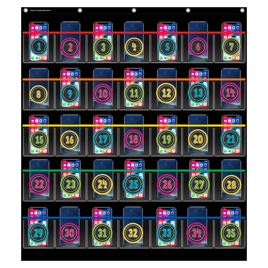 Cell Phone Storage Pocket Chart with Chalkboard Bright Numbers – CM ...