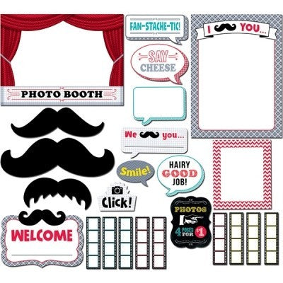 Mustache Mania Photo Booth Bulletin Board Set – CM School Supply