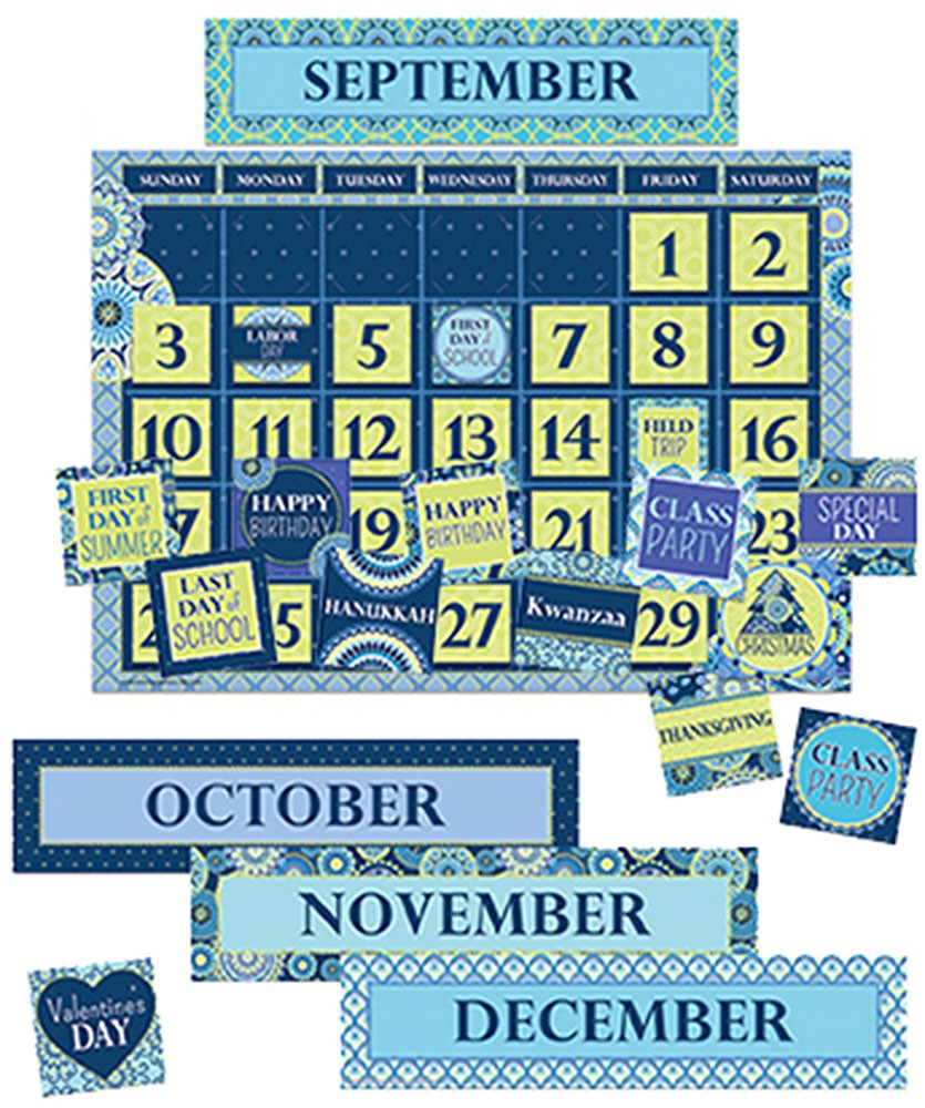 Blue Harmony Calendar Bulletin Board Set – CM School Supply