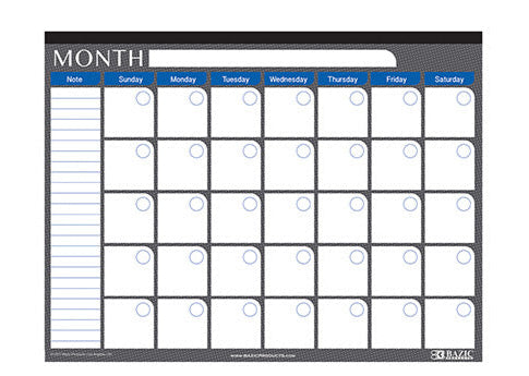 BAZIC 17" X 22" Undated 12-Month Desk Pad Calendar – CM School Supply