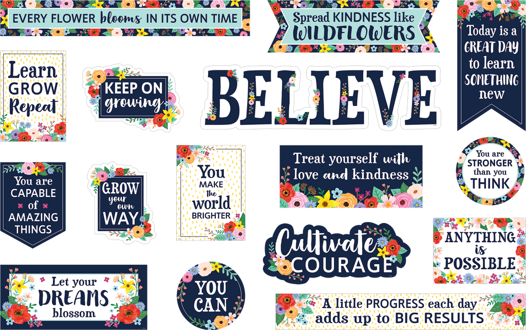 Wildflowers Mini Bulletin Board Set – CM School Supply