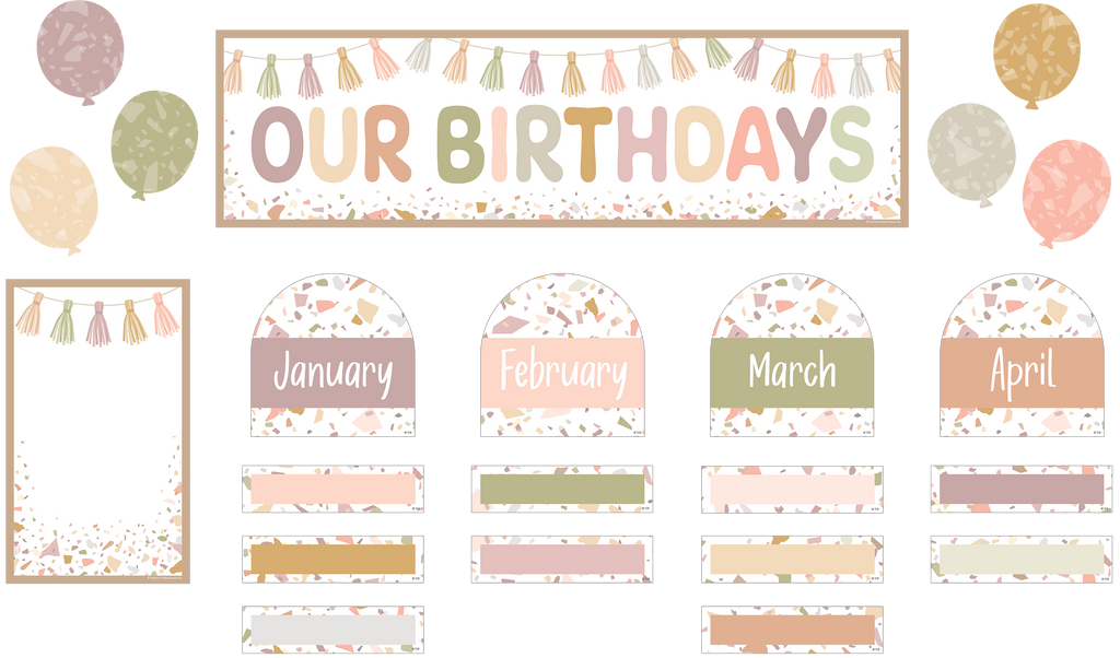 Terrazzo Tones Our Birthdays Mini Bulletin Board Set – CM School Supply