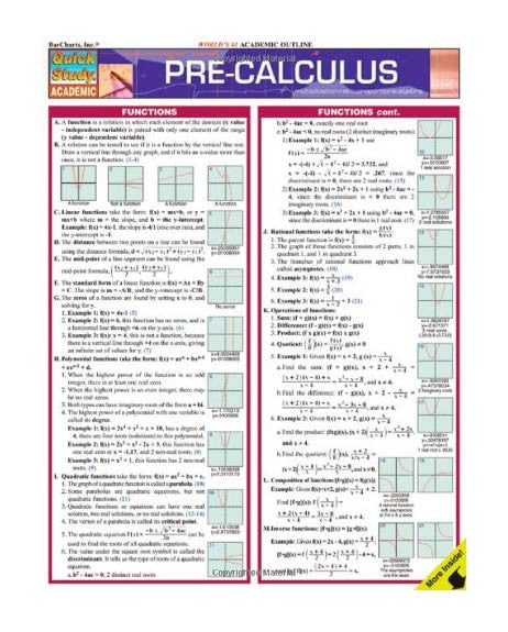 QuickStudy: Pre-Calculus – CM School Supply