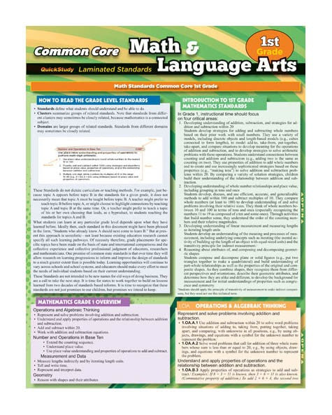 QuickStudy: Common Core Math and Language Arts (1st grade) – CM School ...