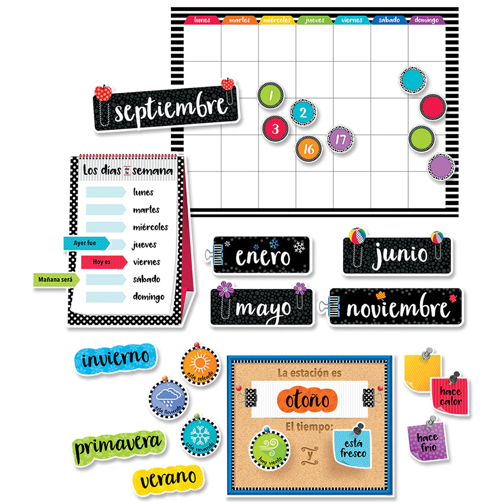 Bold & Bright Spanish Calendar Set Bulletin Board – CM School Supply