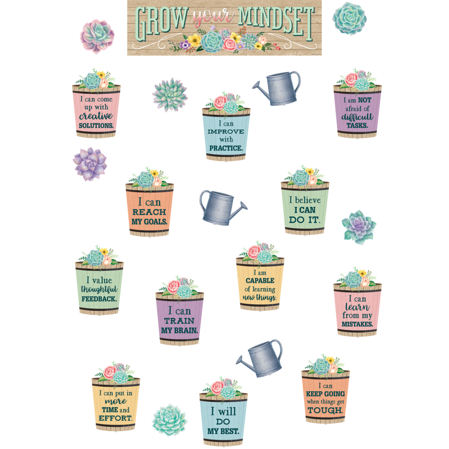 Rustic Bloom Grow Your Mindset Mini Bulletin Board(C) – CM School Supply