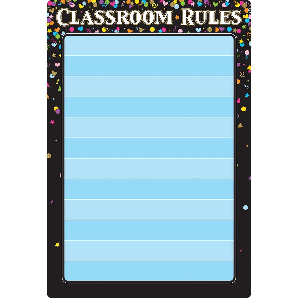 Black Confetti Classroom Rules 13" X 19" Smart Poly® Chart – CM School Supply