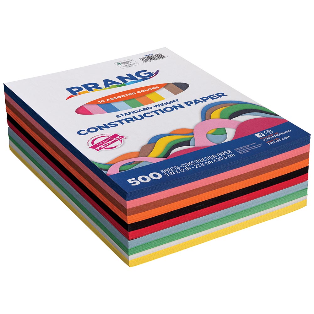 Construction Paper Assortments 9" x 12" 10 Assorted Colors 500 Sheets ...