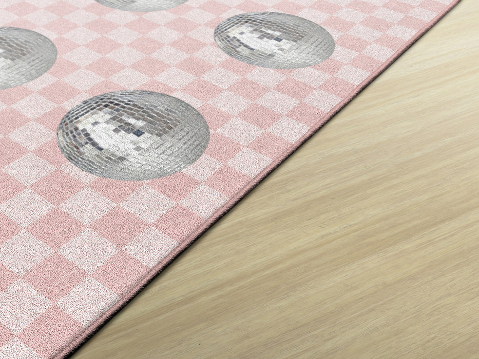 Pink Checkerboard Disco Ball Criss Cross Applesauce Rug | By Schoolgirl ...