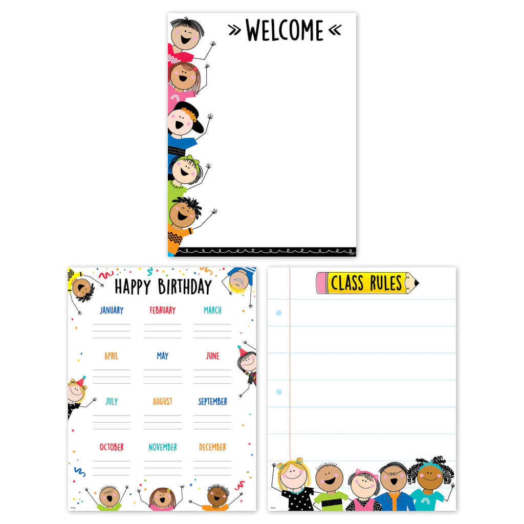 Stick Kids Classroom Essentials 3-Chart Pack – CM School Supply