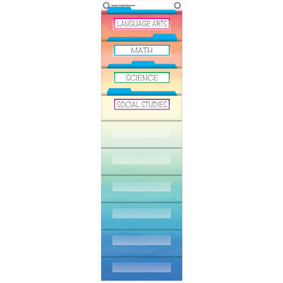 Watercolor 10 Pocket File Storage Pocket Chart (14" x 58") – CM School ...