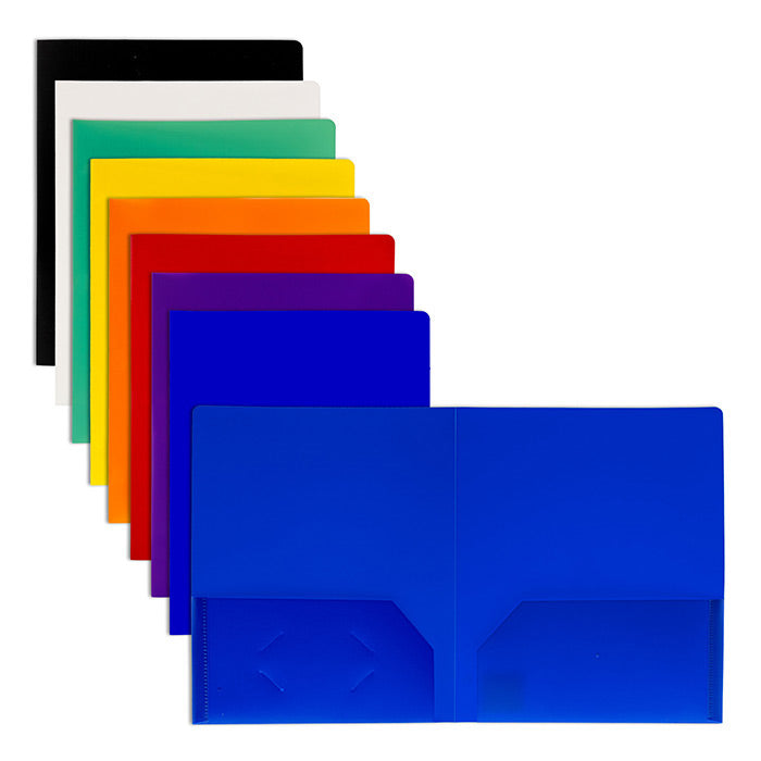 BAZIC Solid Color 2-Pocket Poly Portfolio – CM School Supply