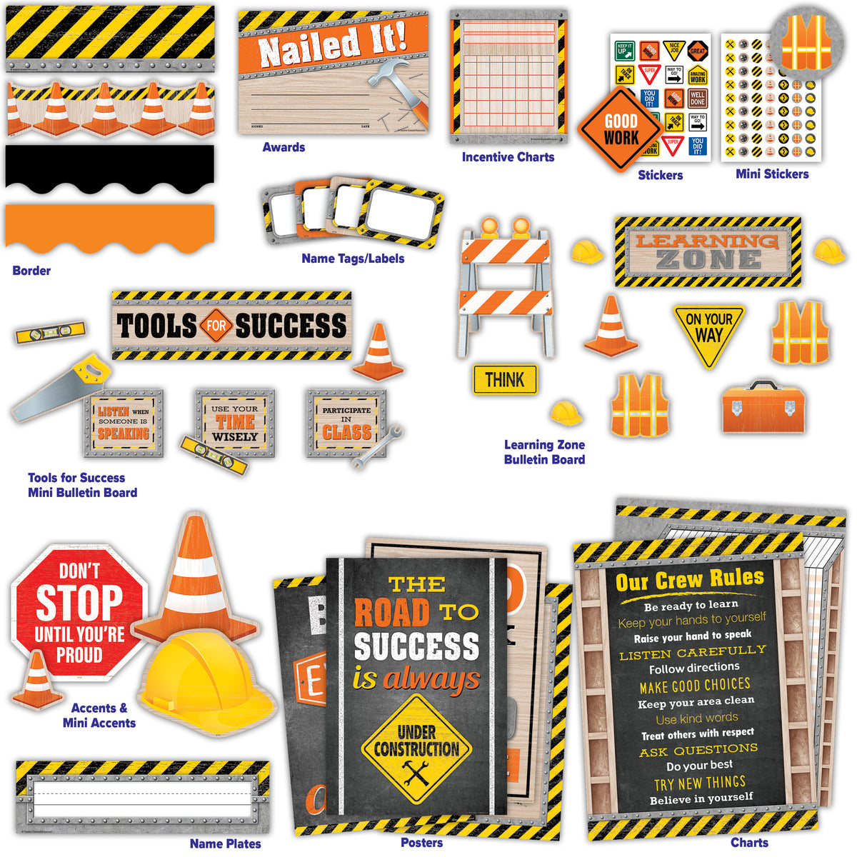 Under Construction Classroom Theme Decor Bundle — CM School Supply