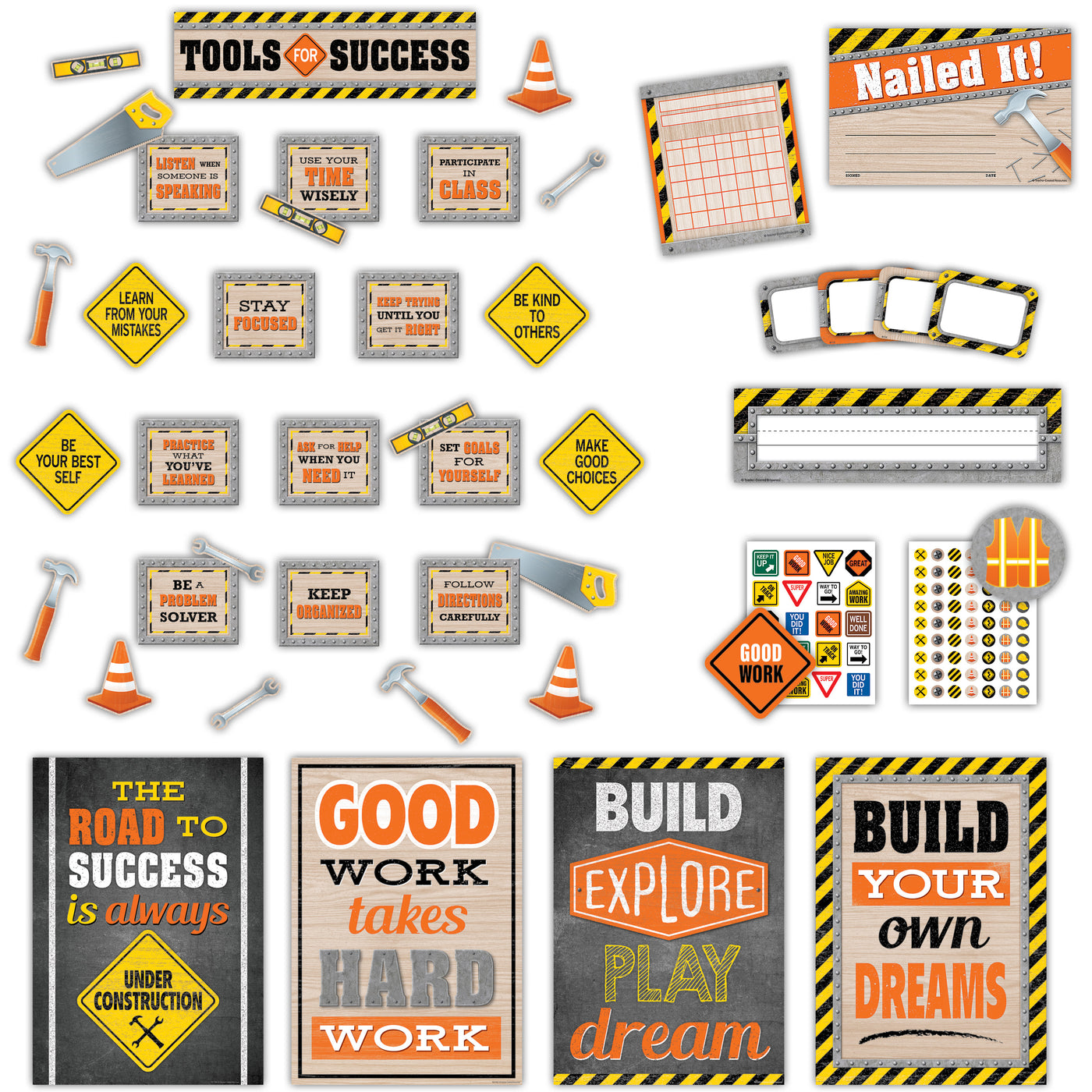 Under Construction Classroom Theme Decor Bundle — CM School Supply