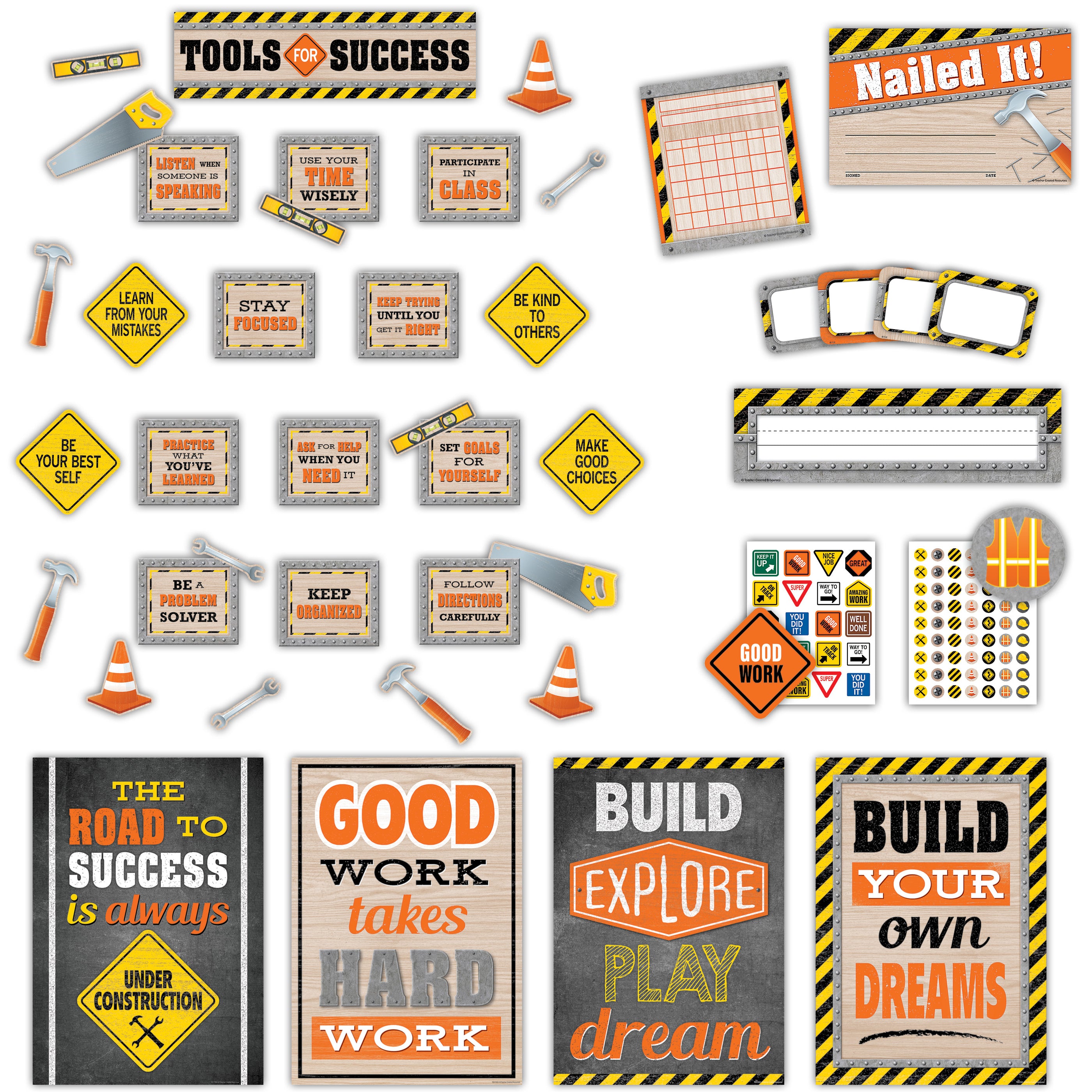 Under Construction Classroom Theme Decor Bundle — CM School Supply