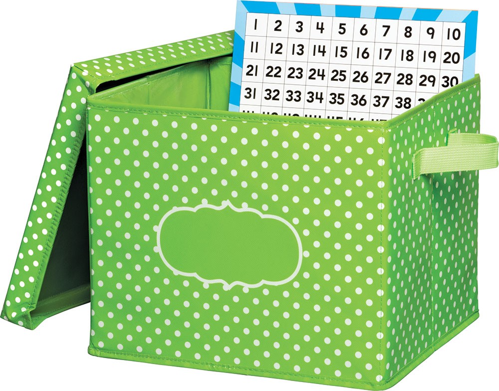 Lime Polka Dots Storage Box – CM School Supply