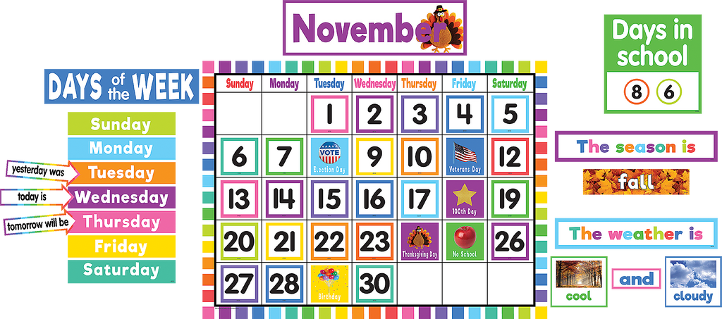 Colorful Calendar Bulletin Board – CM School Supply