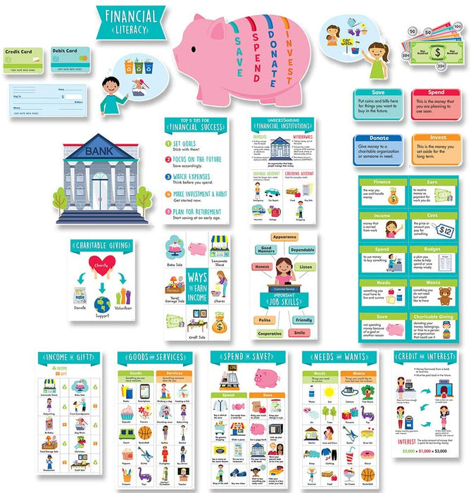 Financial Literacy for Kids Bulletin Board Set — CM School Supply