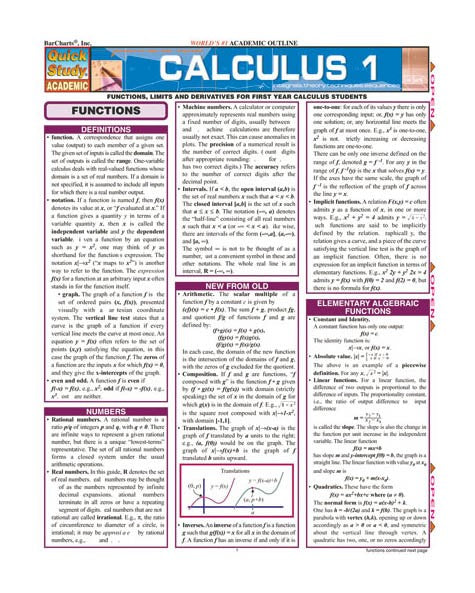 QuickStudy® Calculus 1 Laminated Study Guide – CM School Supply