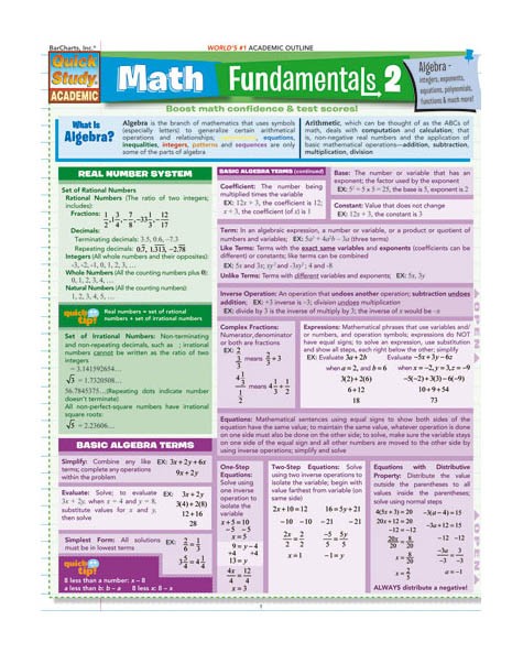 QuickStudy: Math Fundamentals 2 – CM School Supply