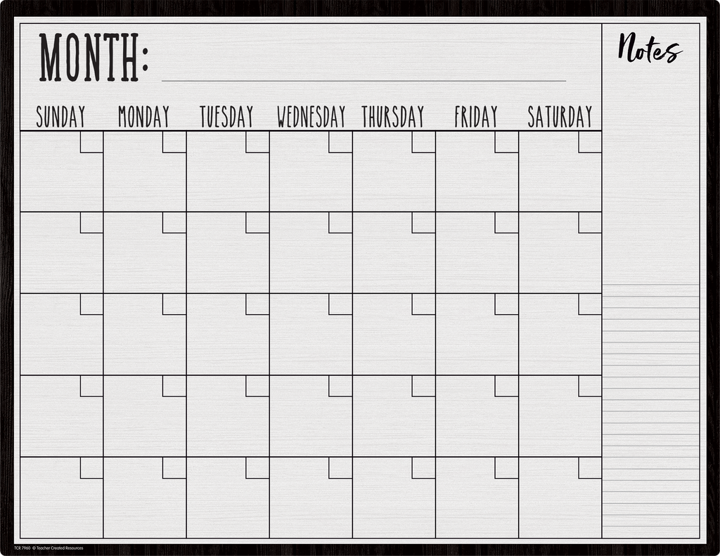 Modern Farmhouse Calendar Write-On/Wipe-Off Chart – CM School Supply