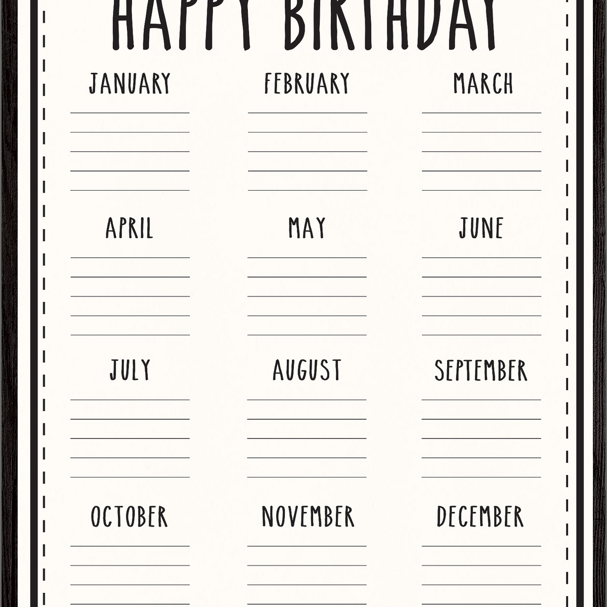 Modern Farmhouse Happy Birthday Chart — CM School Supply