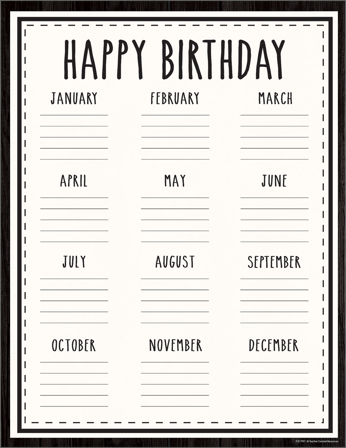 Modern Farmhouse Happy Birthday Chart — CM School Supply