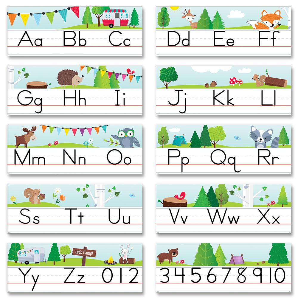 Woodland Friends Traditional Manuscript Alphabet Line Bulletin Board ...