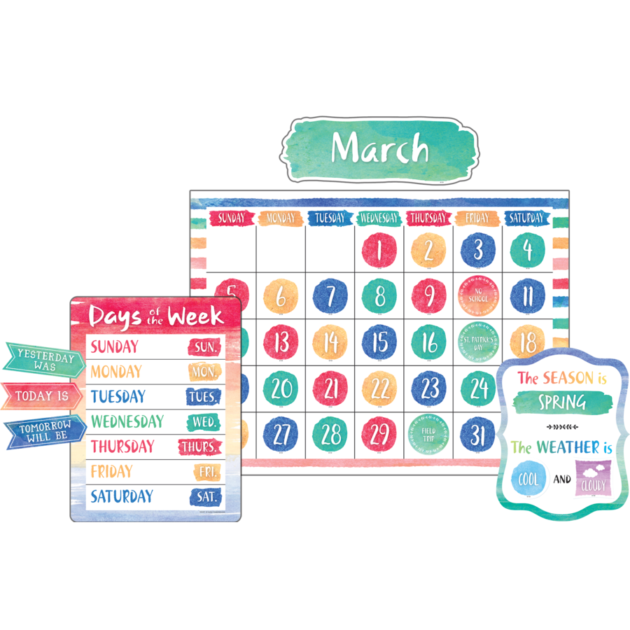 Watercolor Calendar Bulletin Board Display Set(C) – CM School Supply