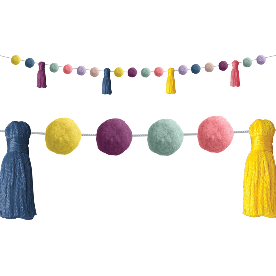 Oh Happy Day Pom-Poms and Tassels Garland — CM School Supply