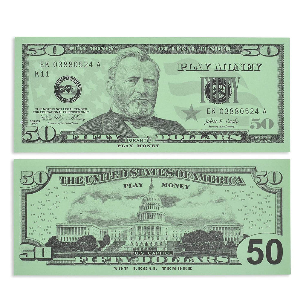 50 Dollar Play Bills - Set of 100 $50 Paper Bills – CM School Supply