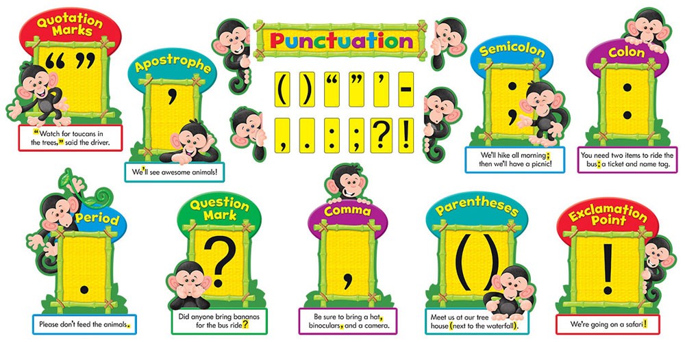 Monkey Mischief® Punctuation Bulletin Board Set — CM School Supply