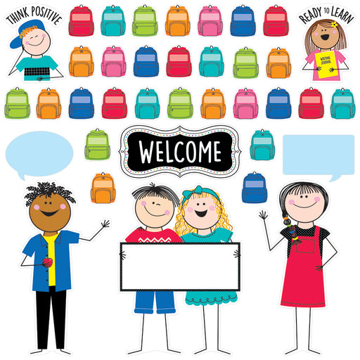 School Stick Kids Clip Art