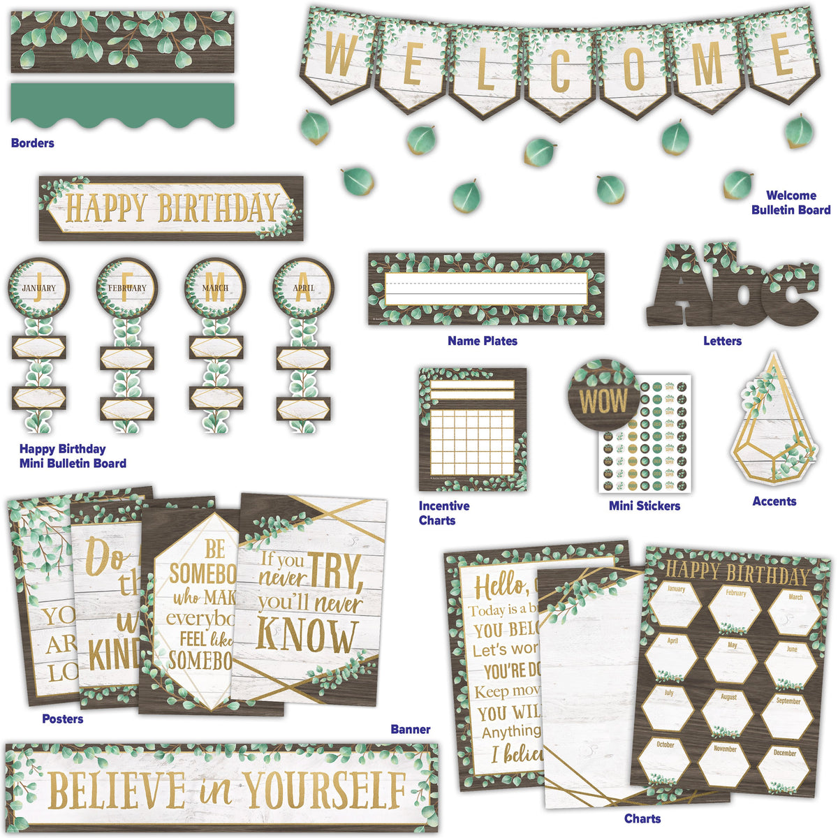 Teacher Created Resources Eucalyptus Decoration Set — CM School Supply