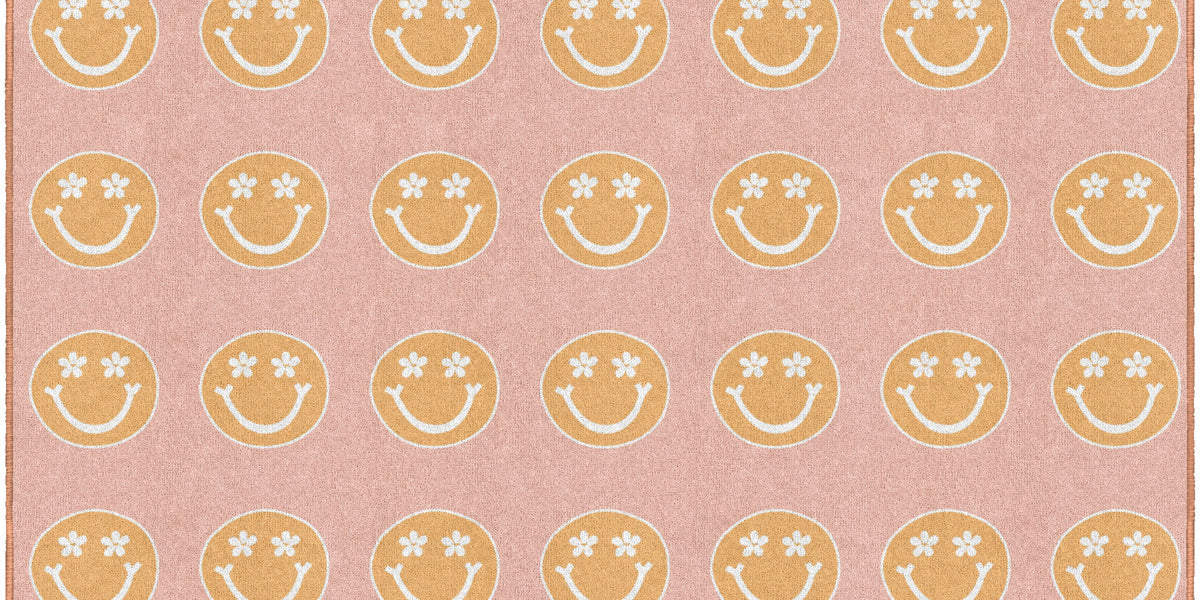 Smiley Face Classroom Rug | Pink Smiley Face Flower Rug — CM School Supply