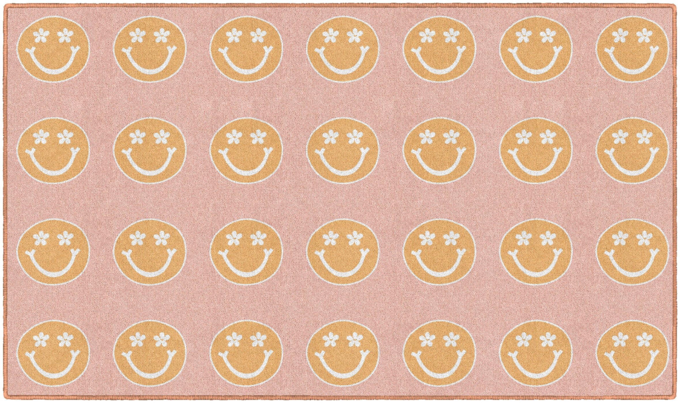 Smiley Face Classroom Rug | Pink Smiley Face Flower Rug — CM School Supply