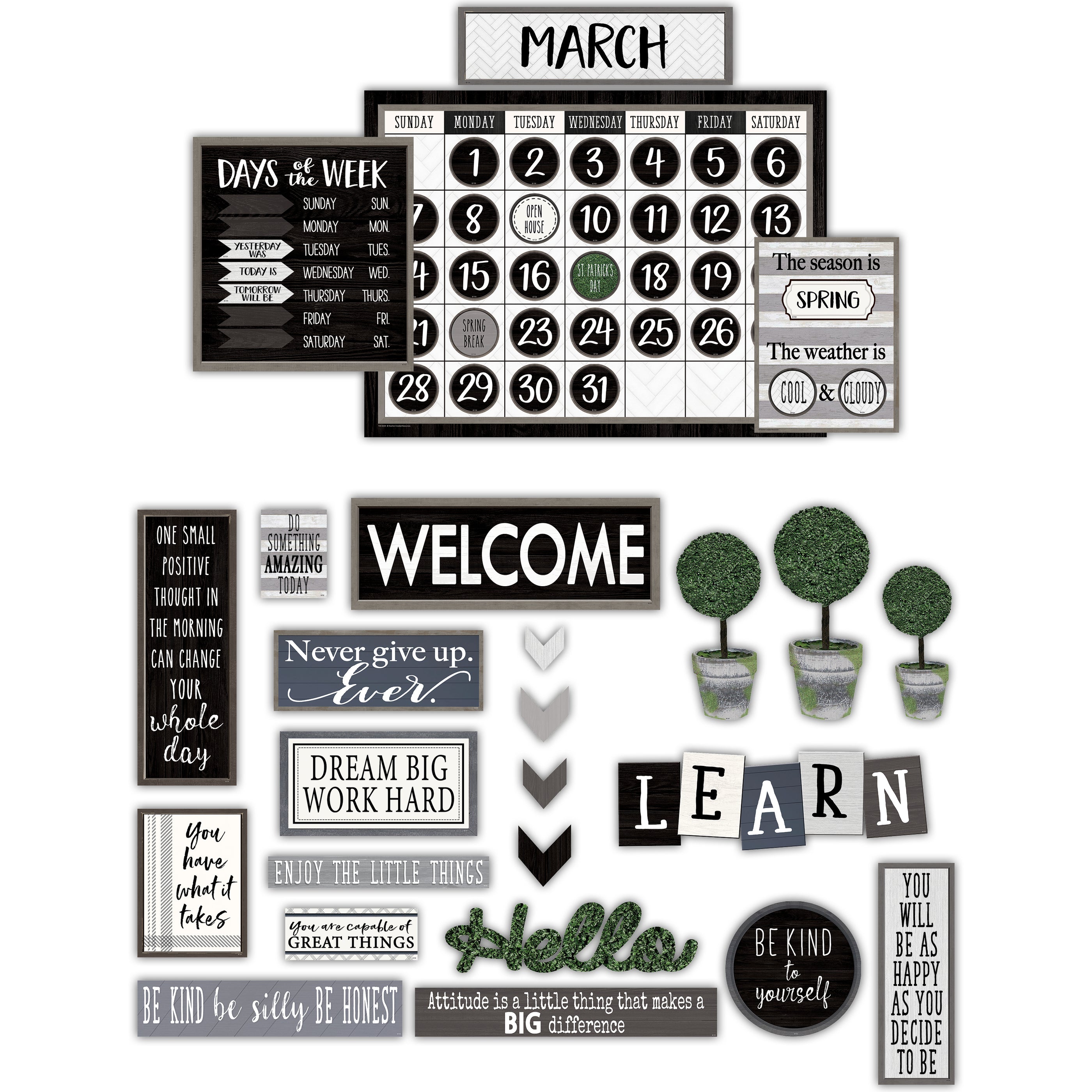 Teacher Created Modern Farmhouse Classroom Decor Bundle — CM School Supply