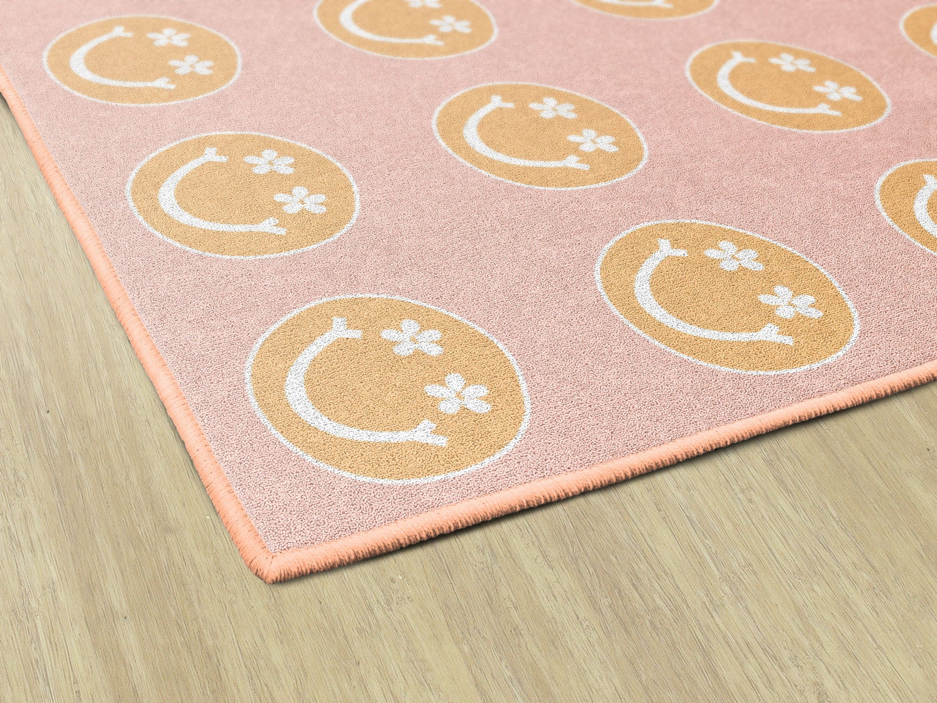Smiley Face Classroom Rug | Pink Smiley Face Flower Rug — CM School Supply