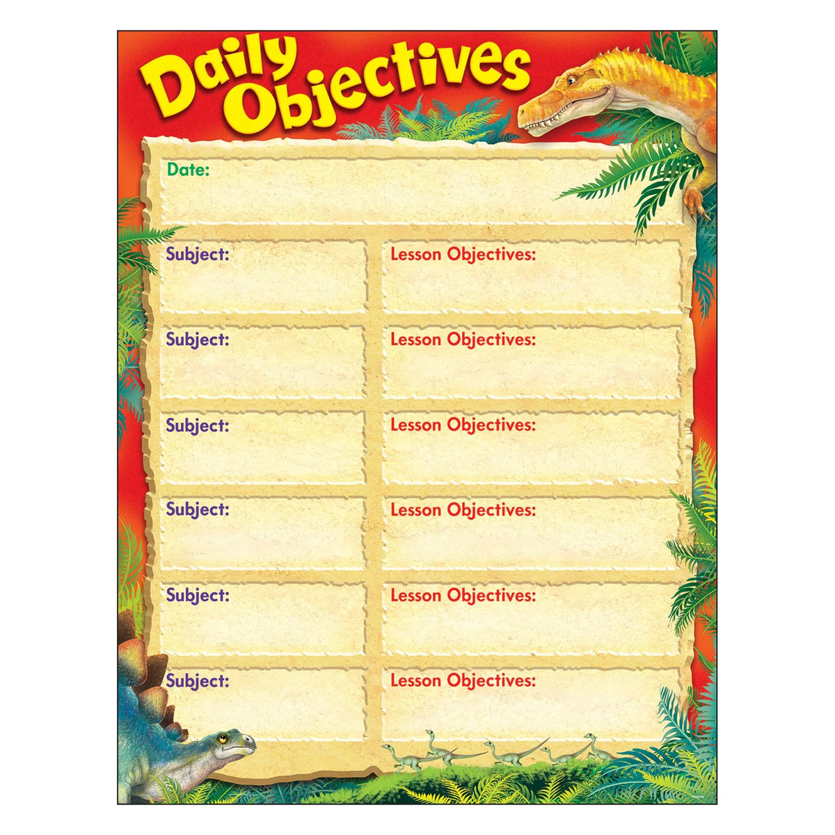 Daily Objectives Discovering Dinosaurs® Learning Chart — CM School Supply