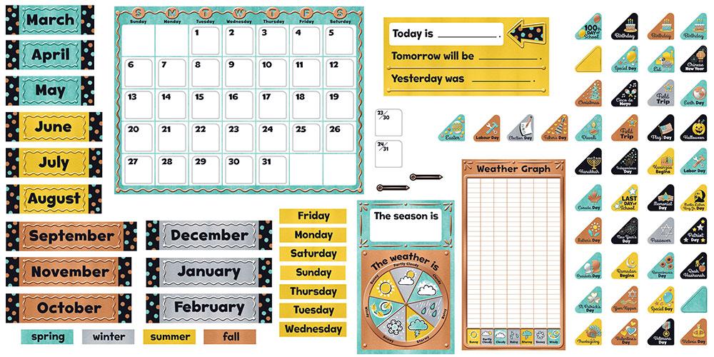 I ♥ Metal Calendar Bulletin Board Set — CM School Supply