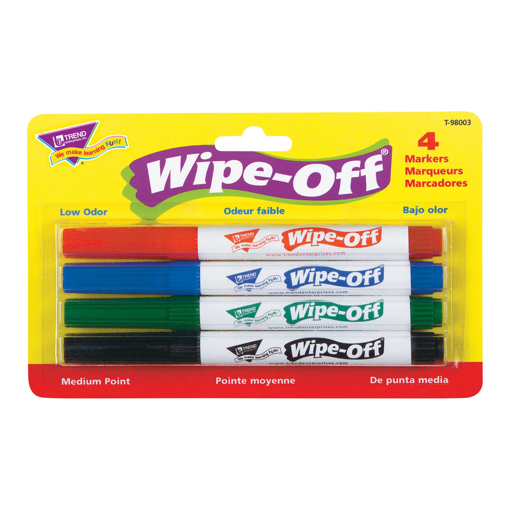 4-Pack Standard Colors Wipe-Off® Markers – CM School Supply