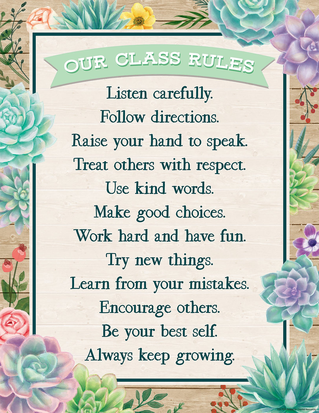 Rustic Bloom Our Class Rules Chart — CM School Supply