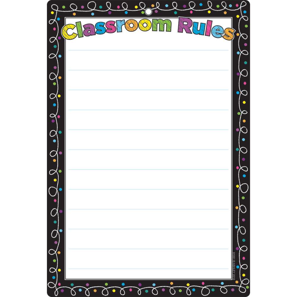Smart Poly® Chart 13"X19", Chalk Dots With Loops Classroom Rules *Grom ...