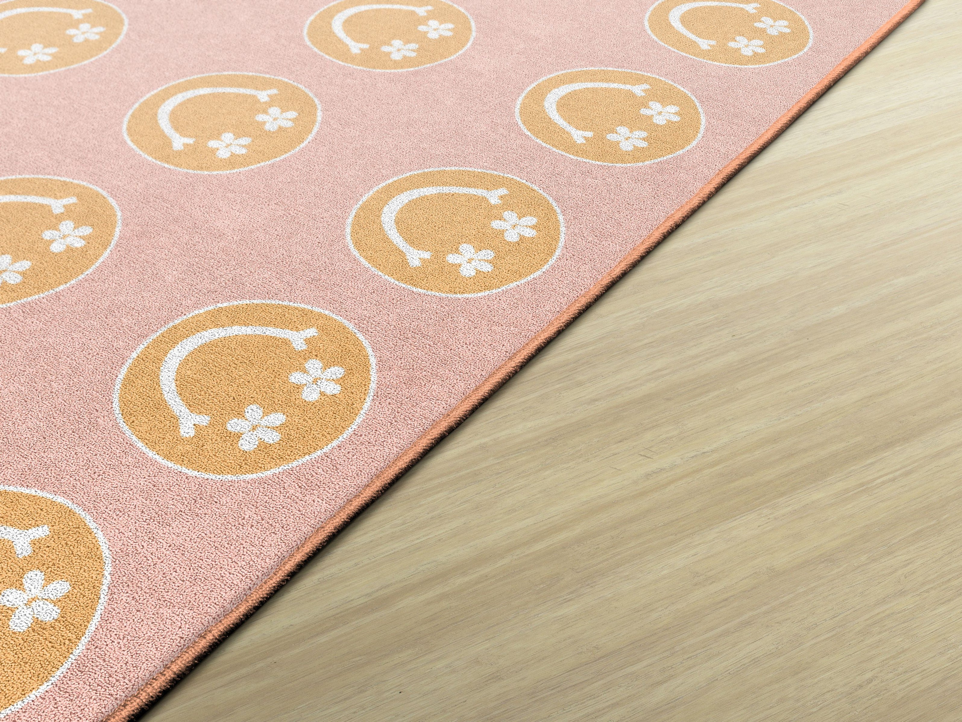 Smiley Face Classroom Rug | Pink Smiley Face Flower Rug — CM School Supply