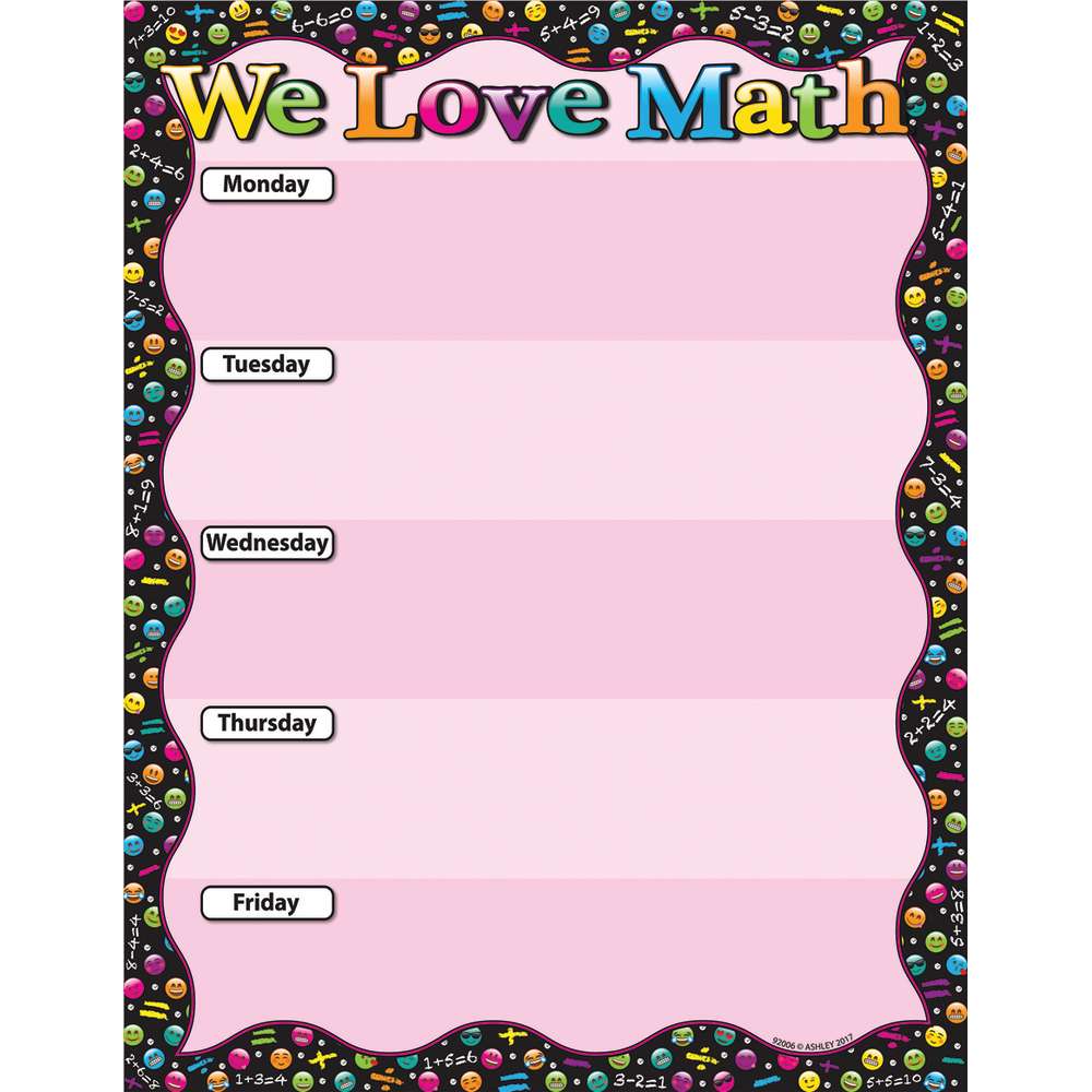Smart Poly® Chart 17"X22", Emoji We Love Math – CM School Supply