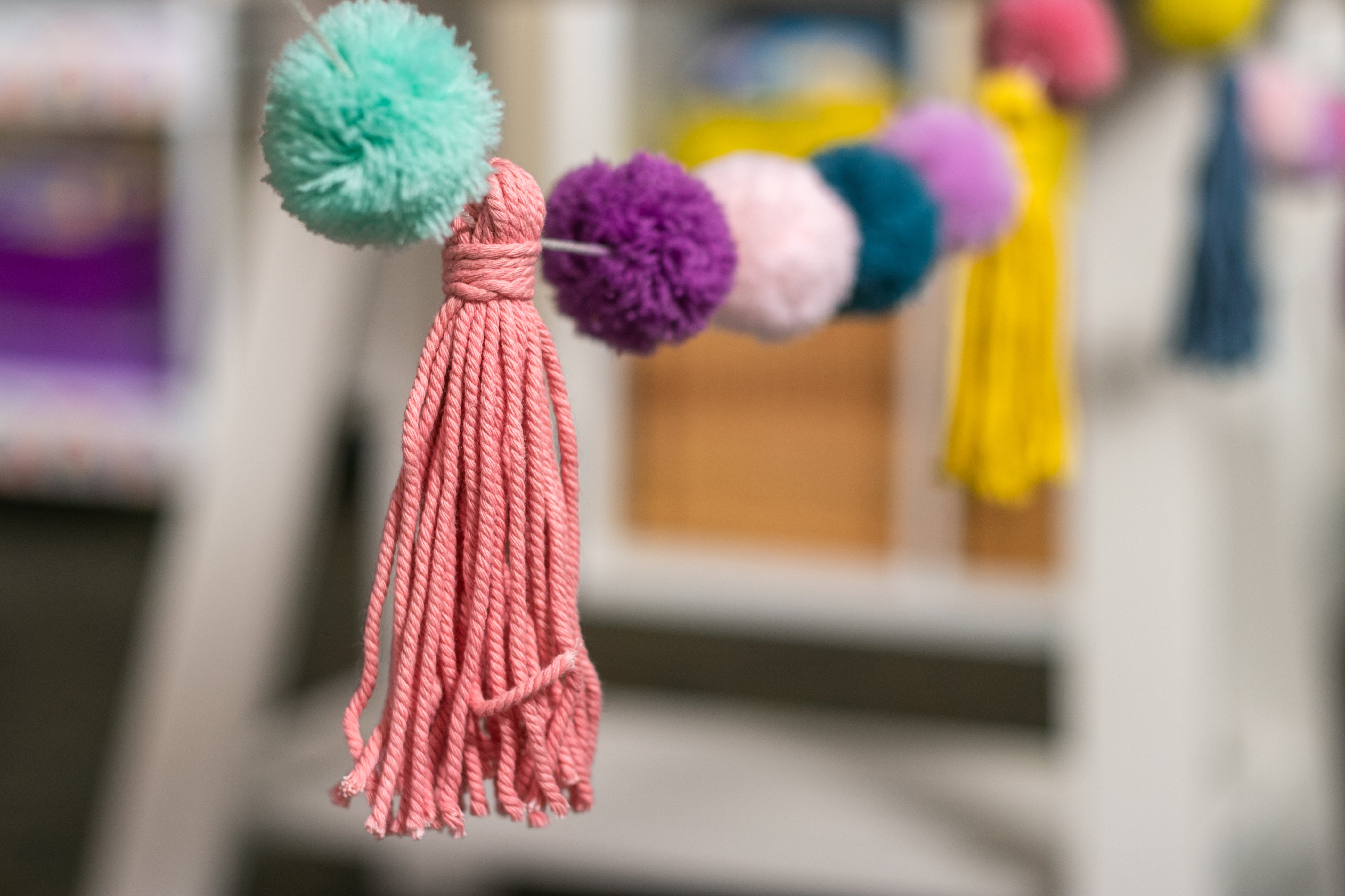 Oh Happy Day Pom-Poms and Tassels Garland — CM School Supply